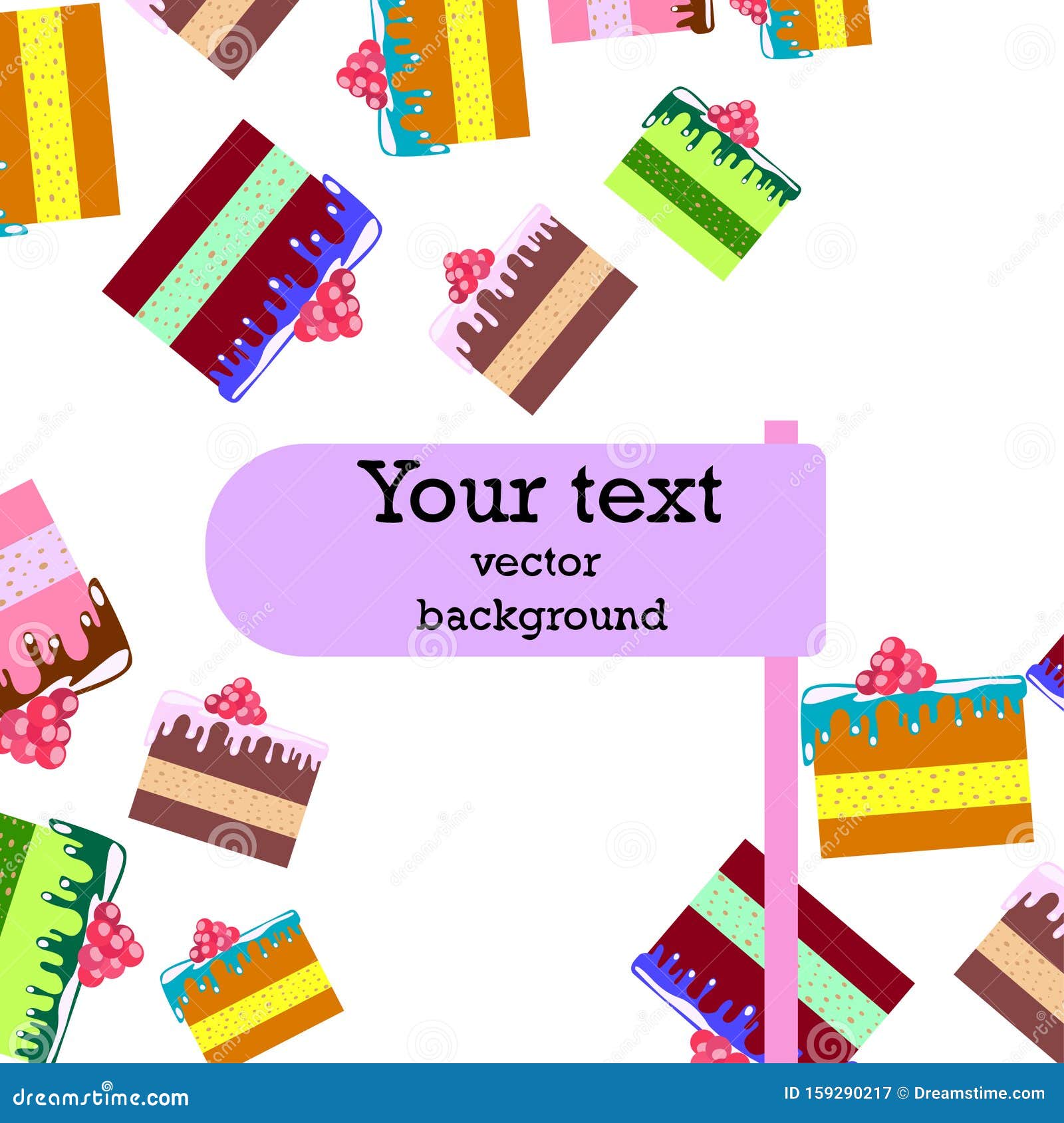 Colorful Sweet Cakes Slices Pieces Vector Illustration Stock Vector ...