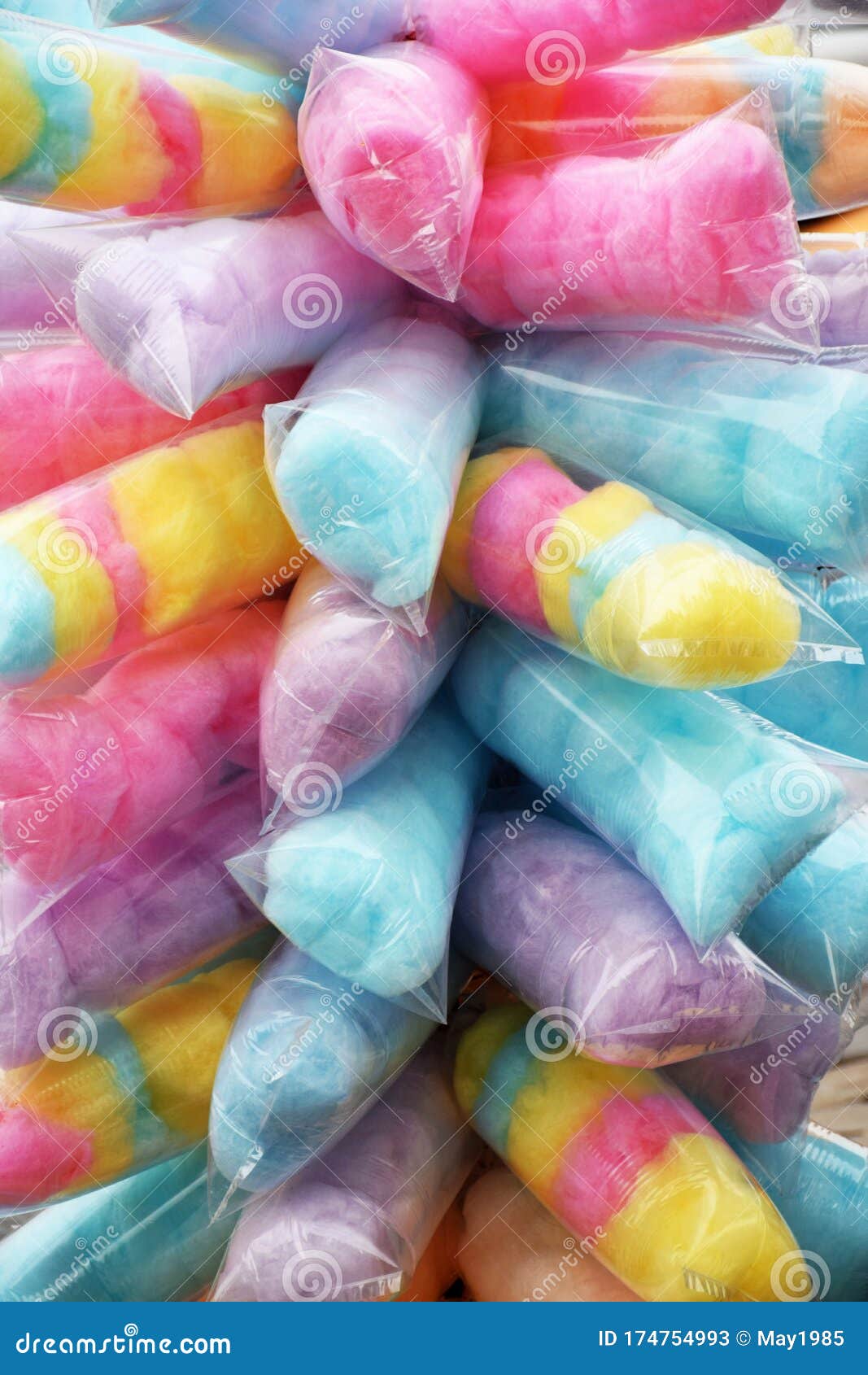 Colorful Sweet Cotton Candy in Plastic Package Stock Image - Image of ...