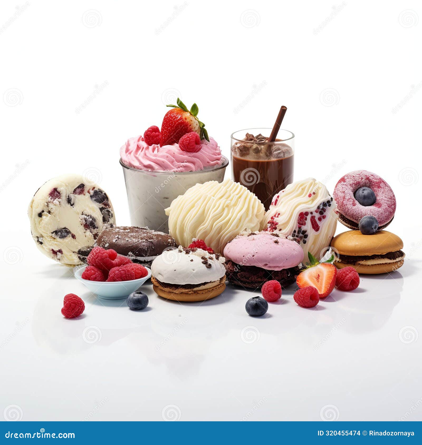 Colorful Sweets on White Background. Stock Photo - Image of baked ...