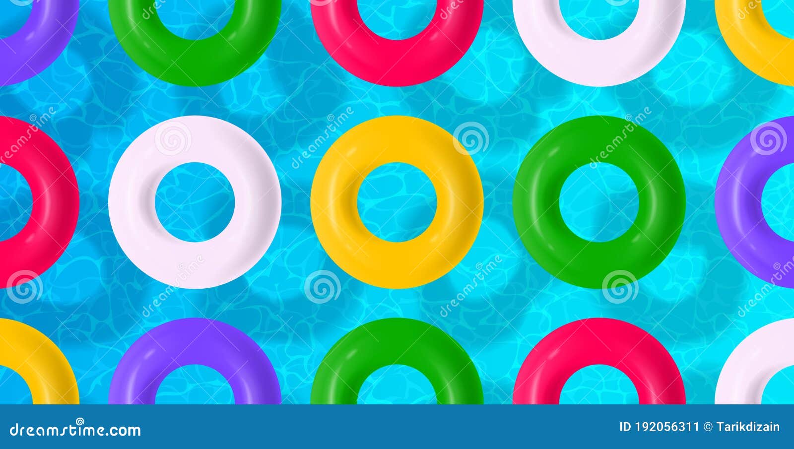 Colorful Swimming Rings Float on Pool Water Surface Background Stock ...