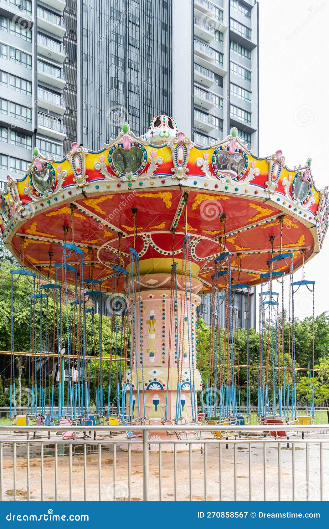 Colorful Swing Ride at the Amusement Park Stock Image - Image of ...