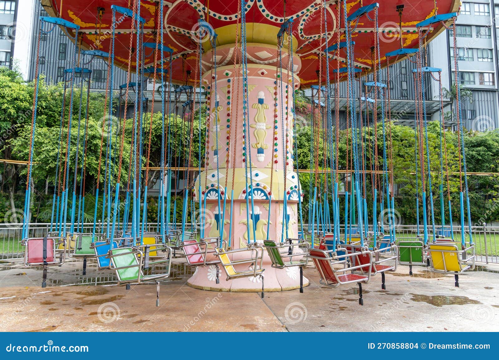Colorful Swing Ride at the Amusement Park Stock Photo - Image of chain ...