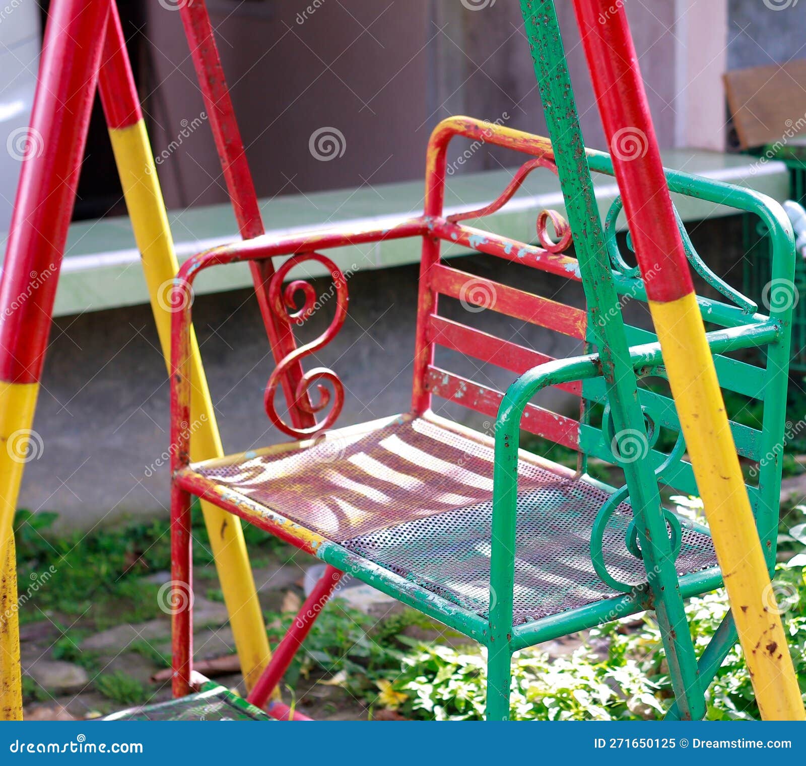 Colorful Swings on the Playground Stock Image - Image of play, table ...