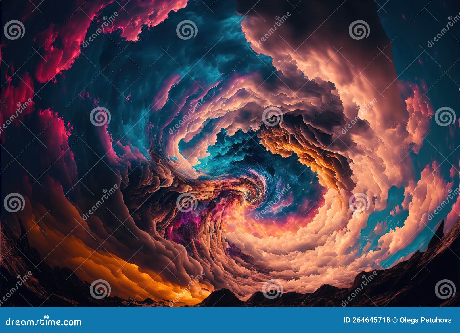 A Colorful Swirl of Clouds in the Sky with a Blue Sky in the Background ...
