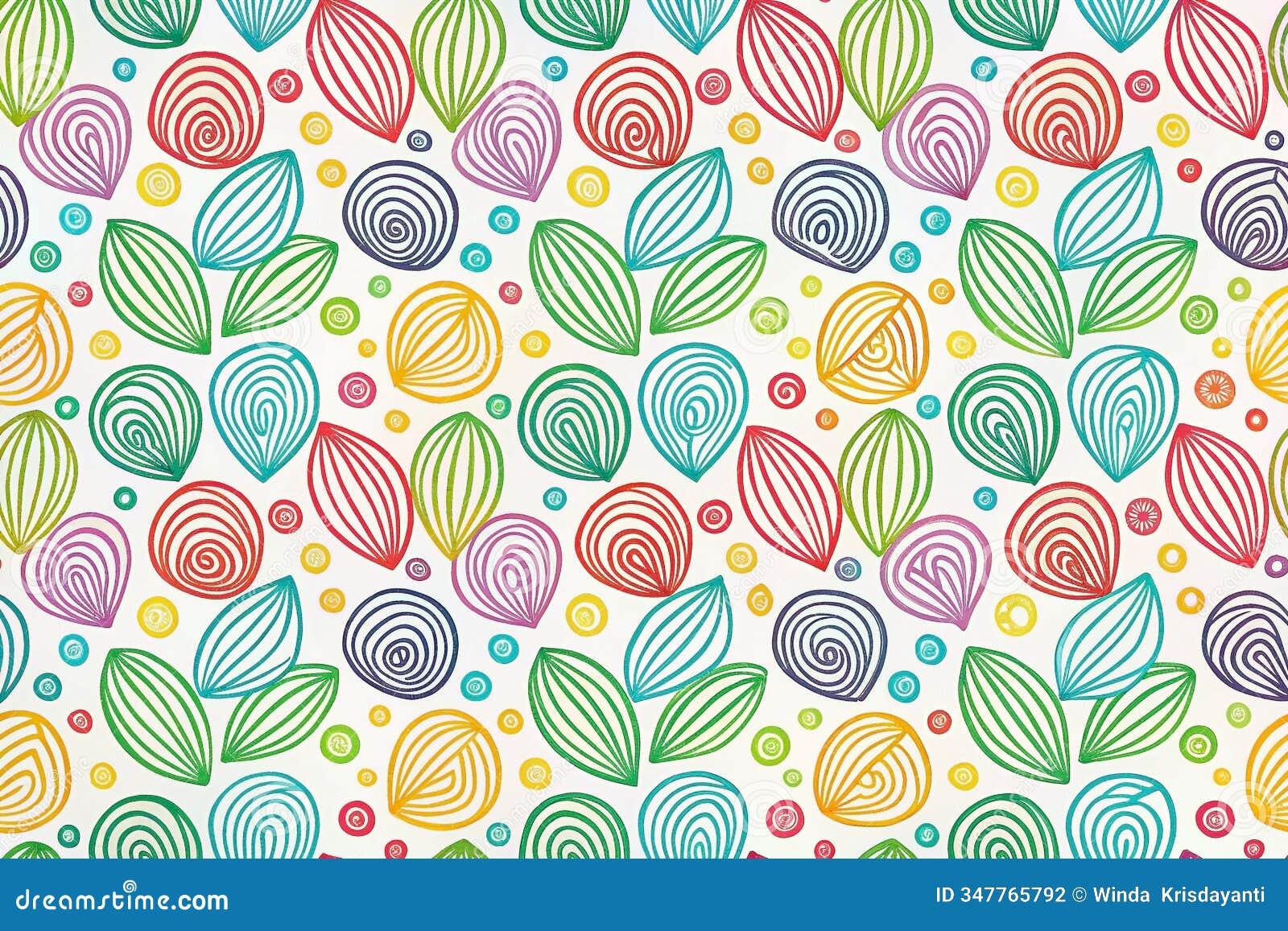 Colorful Swirl Leaf and Circle Pattern Stock Illustration ...