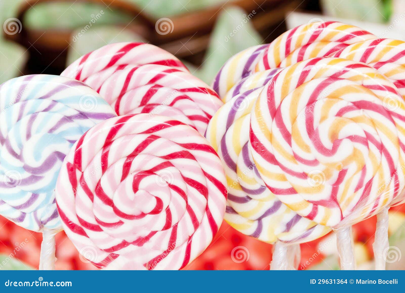 Colorful swirl lollipops stock photo. Image of eating - 29631364