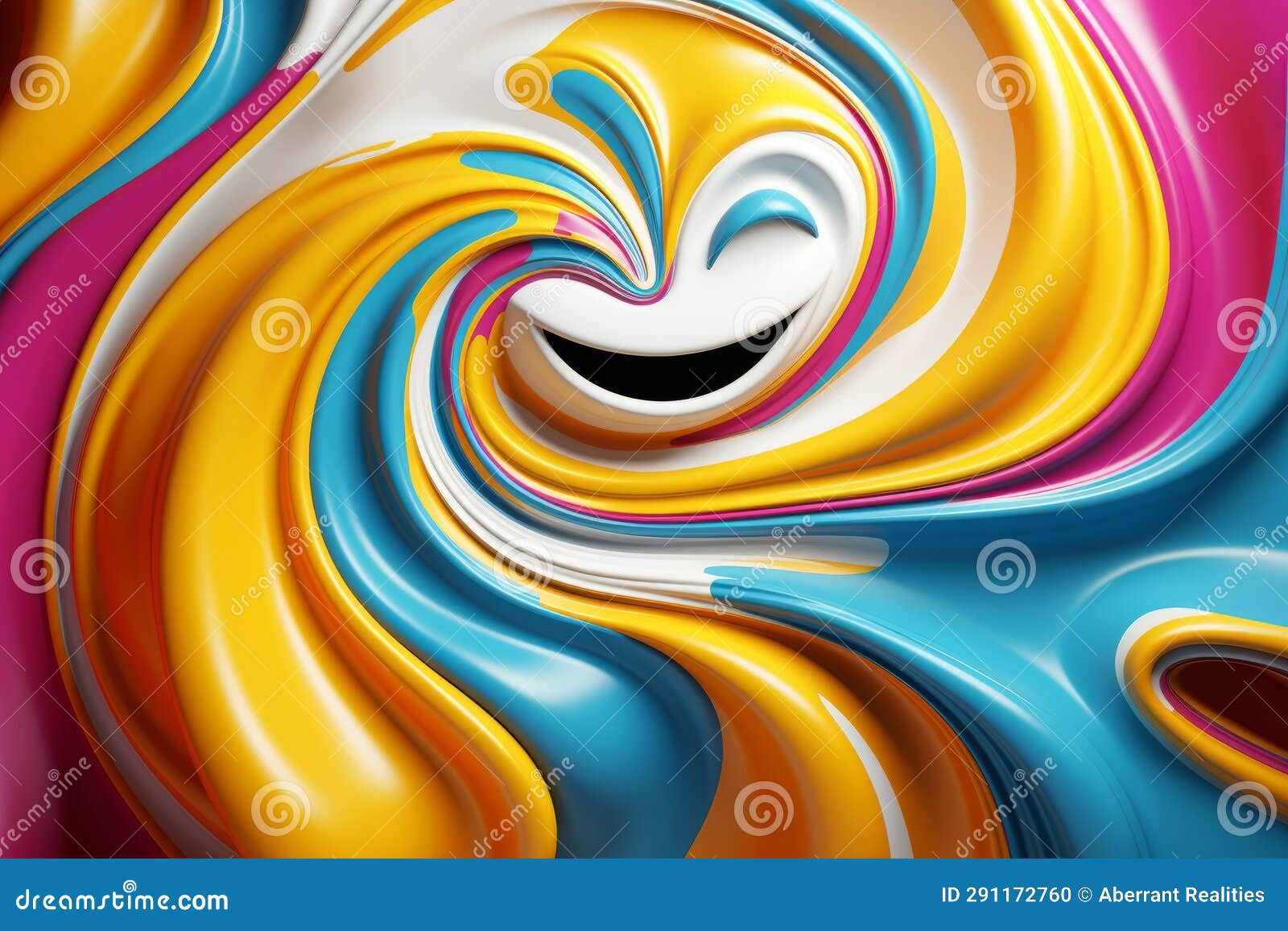 A Colorful Swirl of Paint with a Smiling Face Stock Illustration ...