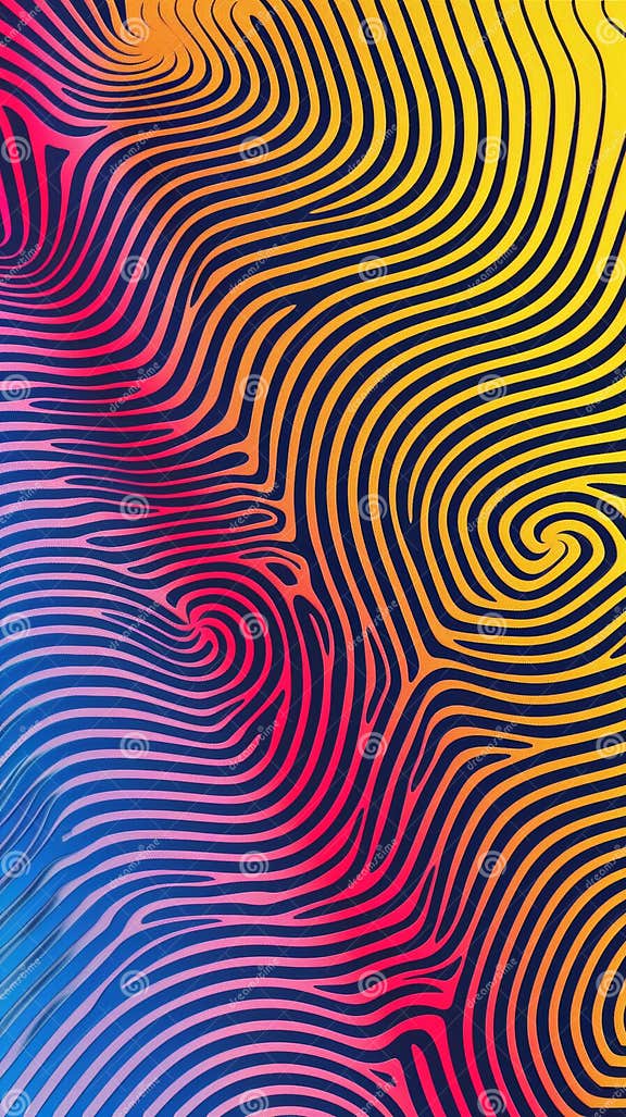 Abstract Wavy Lines with Television Interference Effects in a Vibrant ...