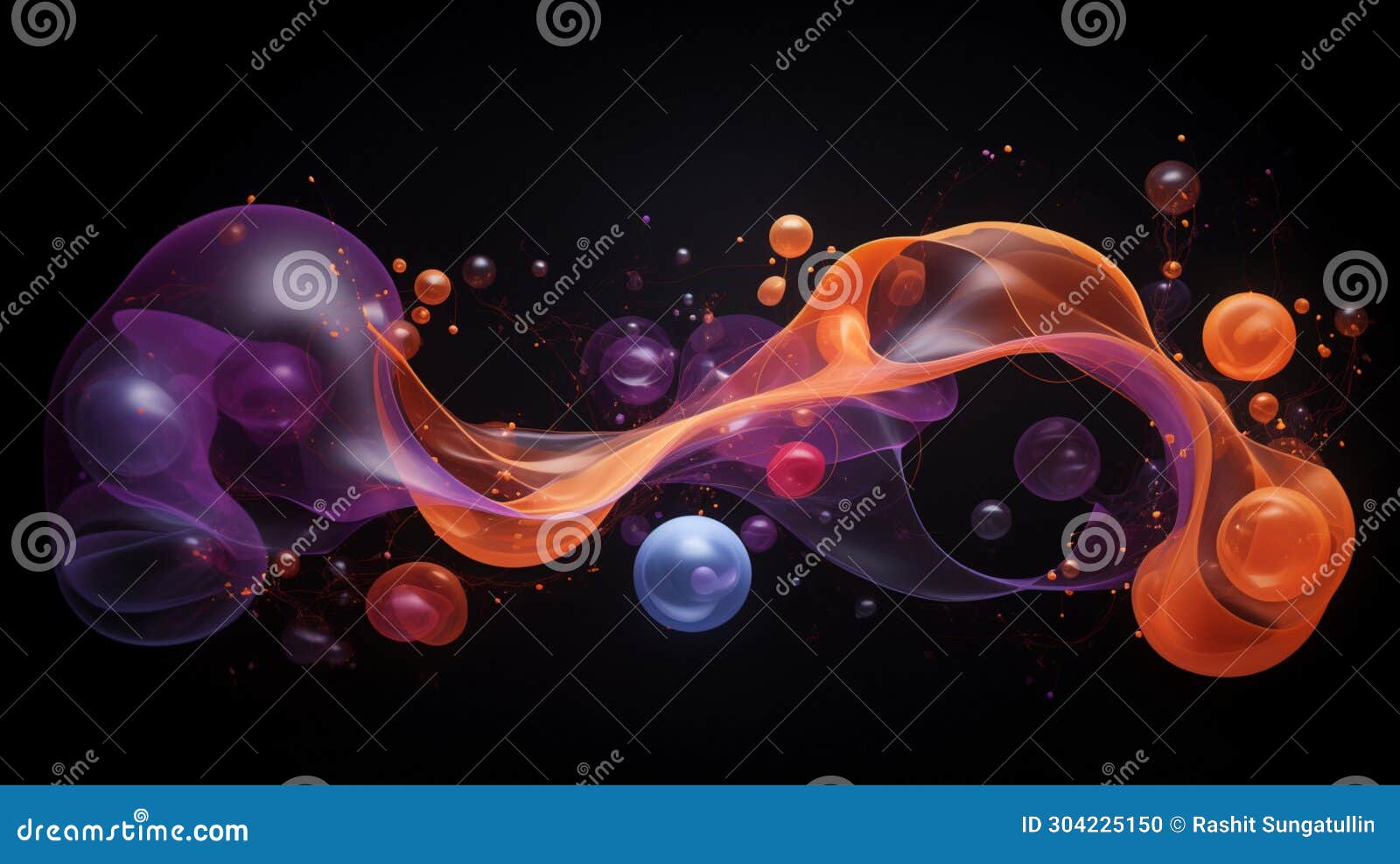 Colorful Swirling Scientific Models of Molecules in Space Stock ...