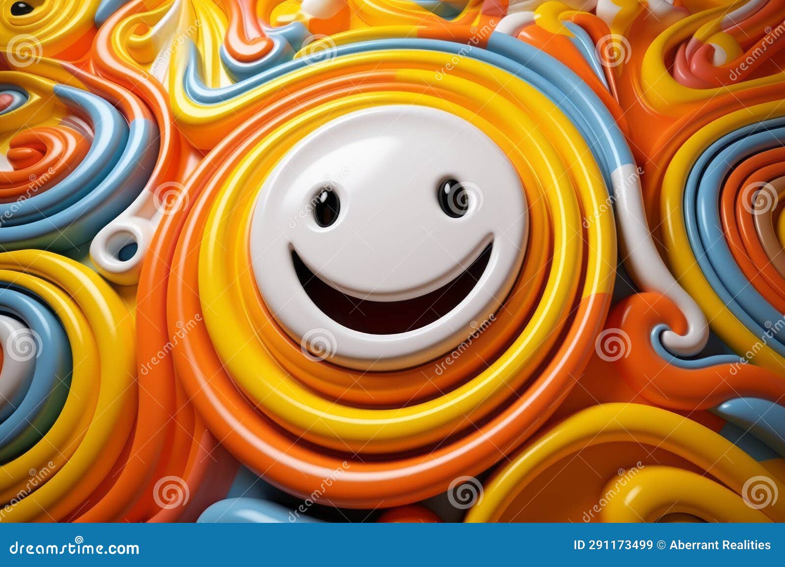 Colorful Swirls with a Smiley Face in the Middle Stock Illustration ...