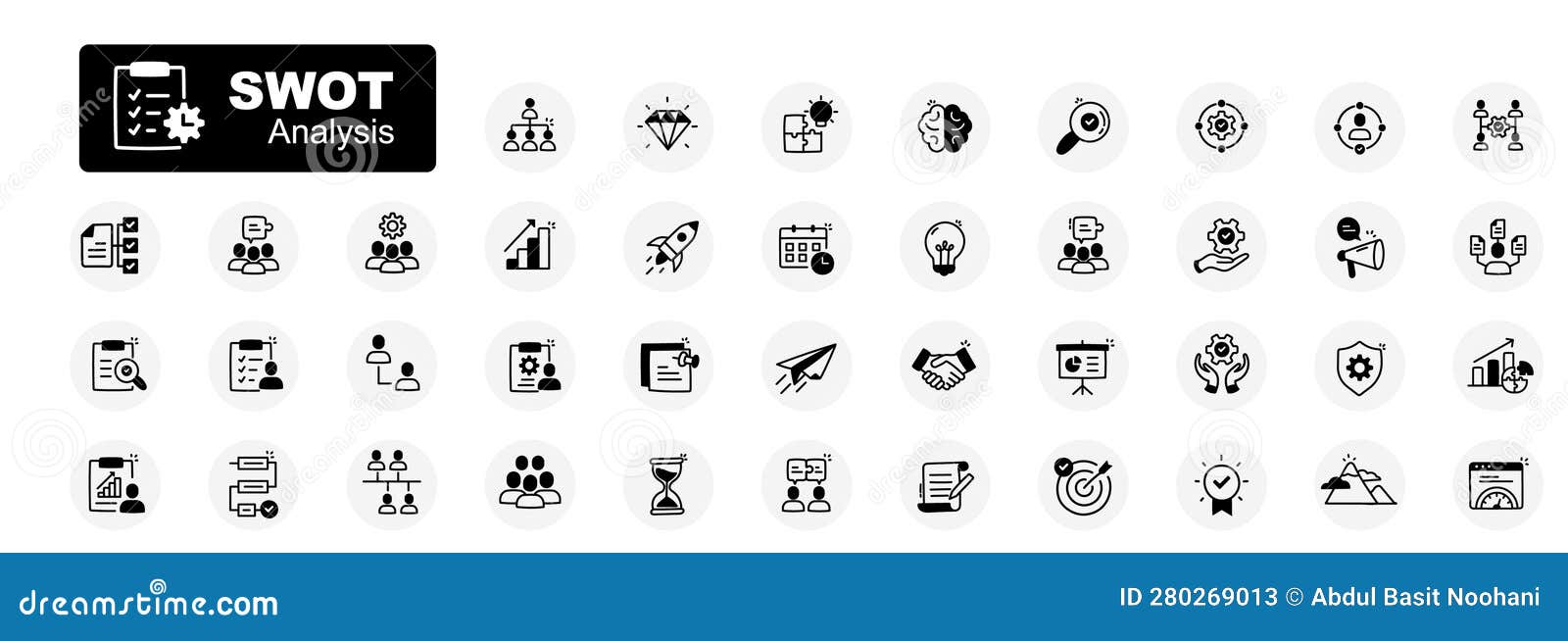 Black and White SWOT Analysis Icons. Vector Editable Stroke Icons Stock ...