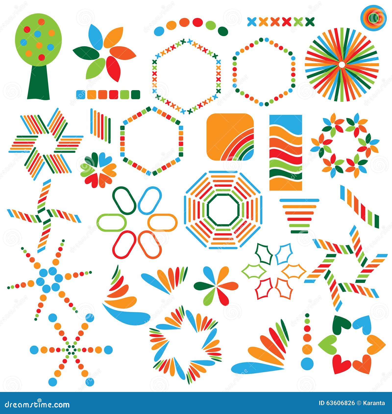 Colorful symbol collection stock vector. Illustration of tree - 63606826