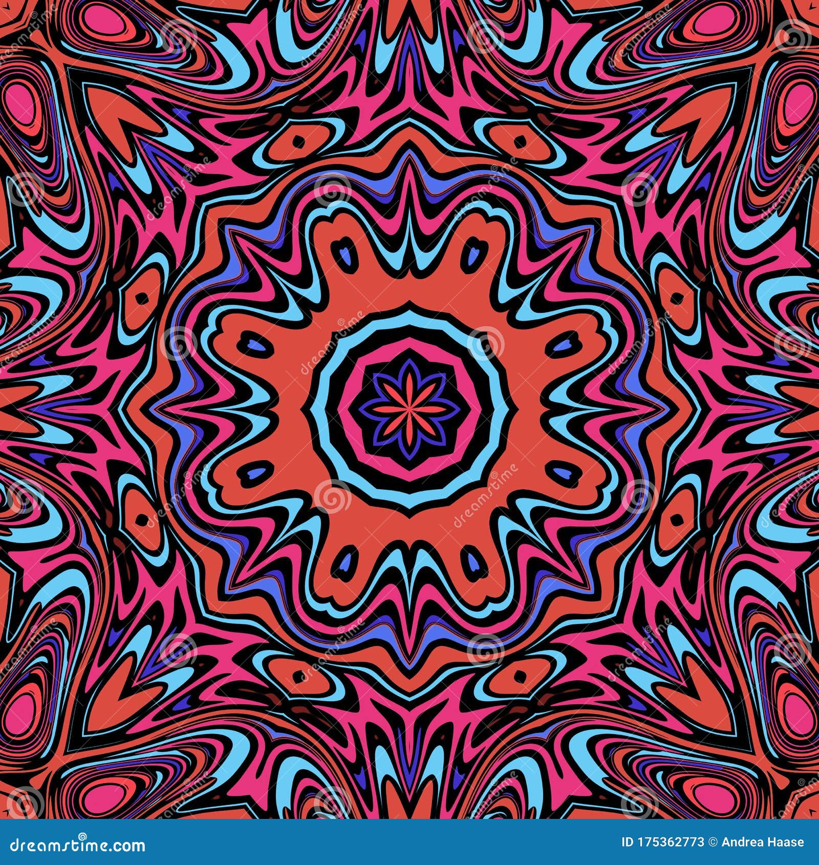 Colorful Symmetrical Repeating Pattern Tile Stock Illustration ...