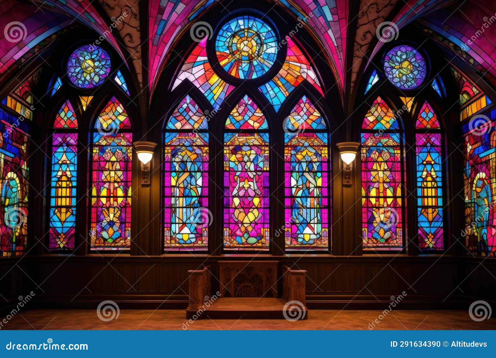 Colorful Synagogue Stained Glass Window Stock Photo - Image of ...