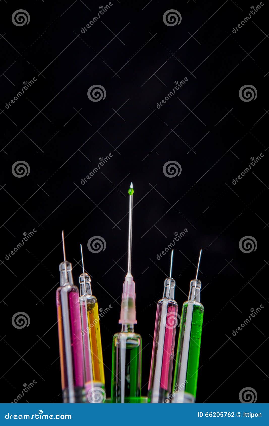 Colorful Syringe on Dark Background Stock Photo - Image of science ...