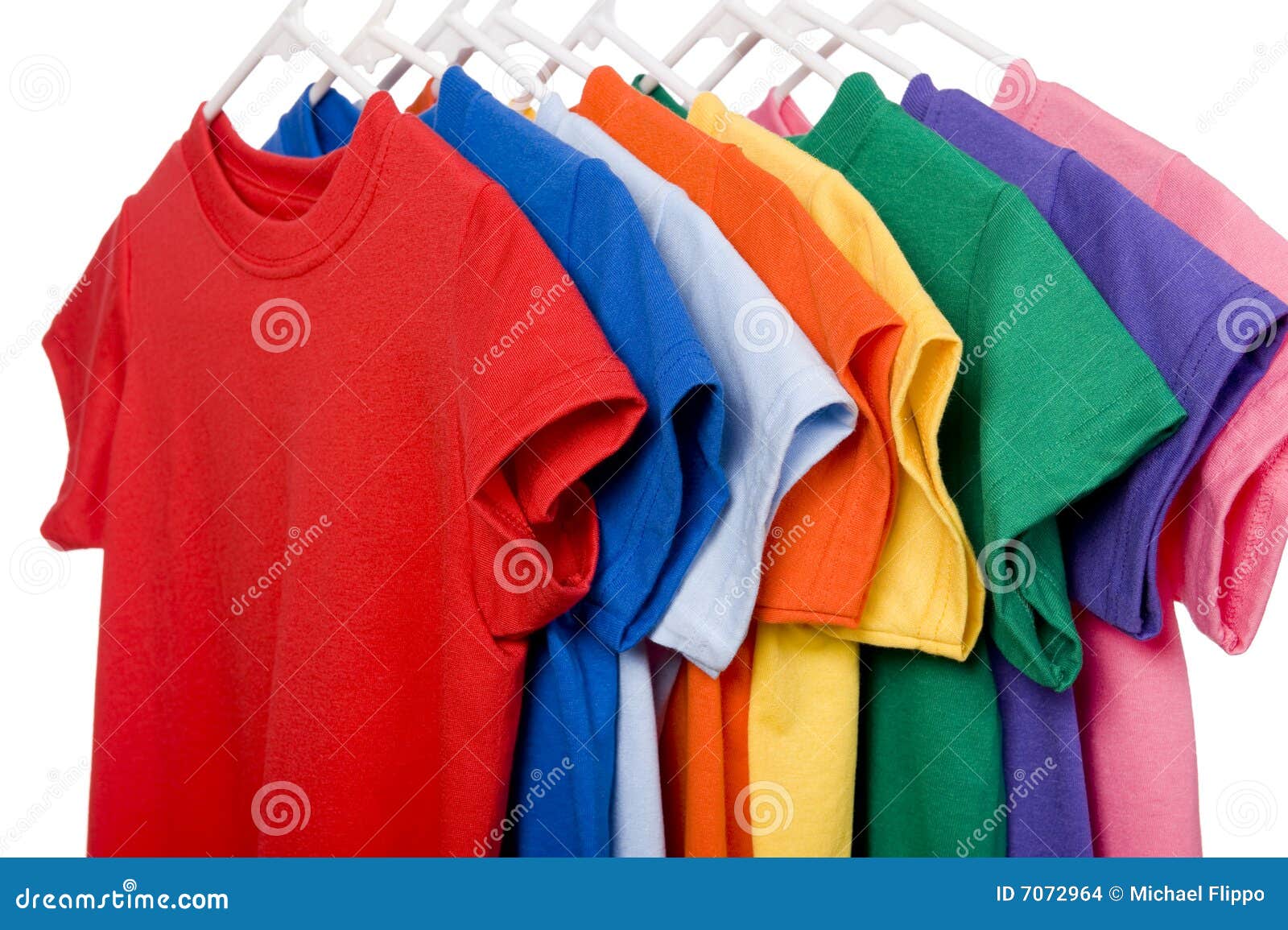Colorful T-Shirts on White stock photo. Image of orange - 7072964