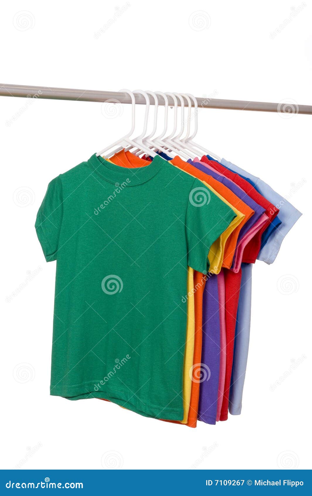 Colorful T-Shirts on White stock image. Image of clothes - 7109267
