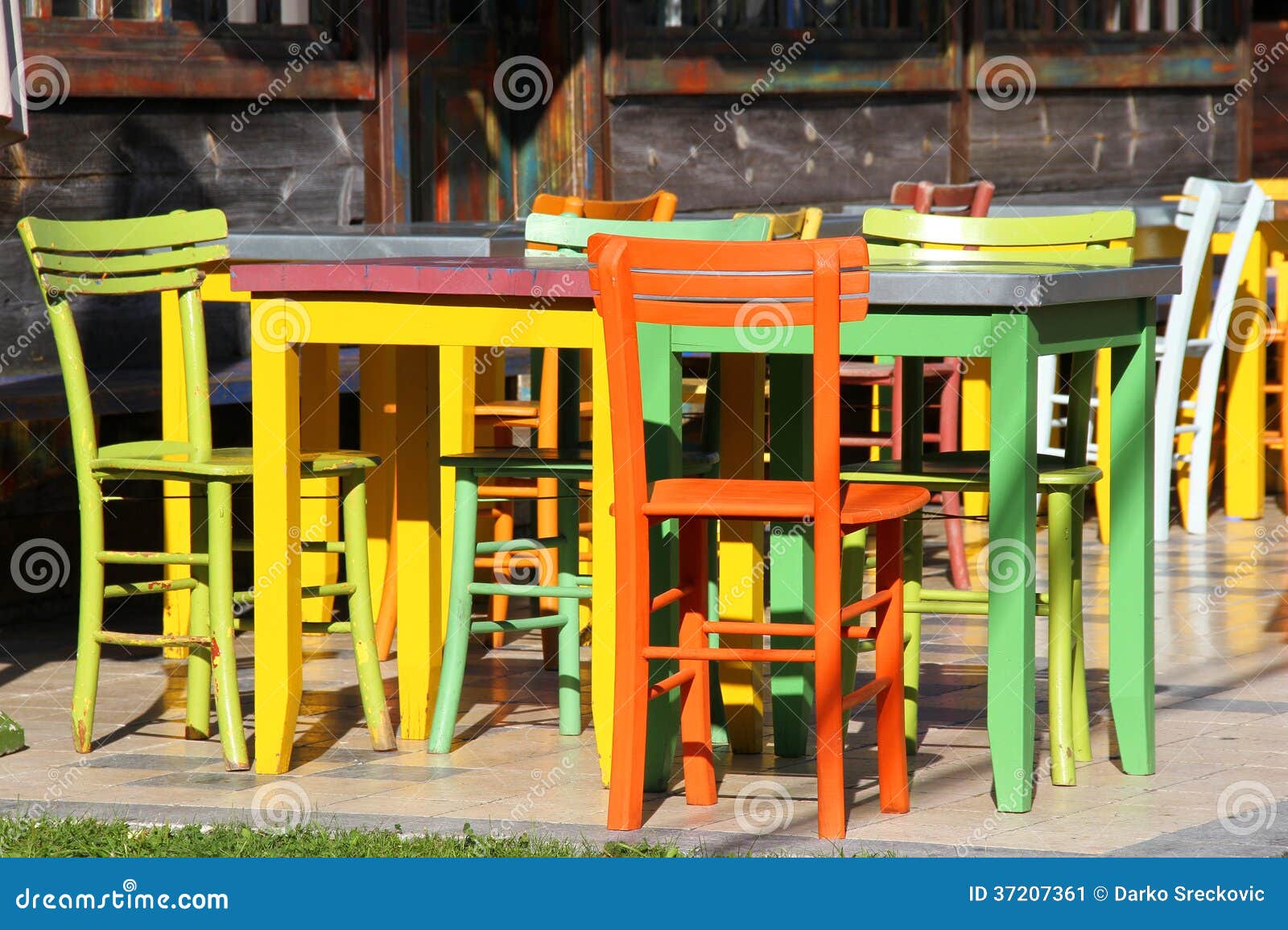 Colorful tables stock image. Image of restaurant, table - 37207361