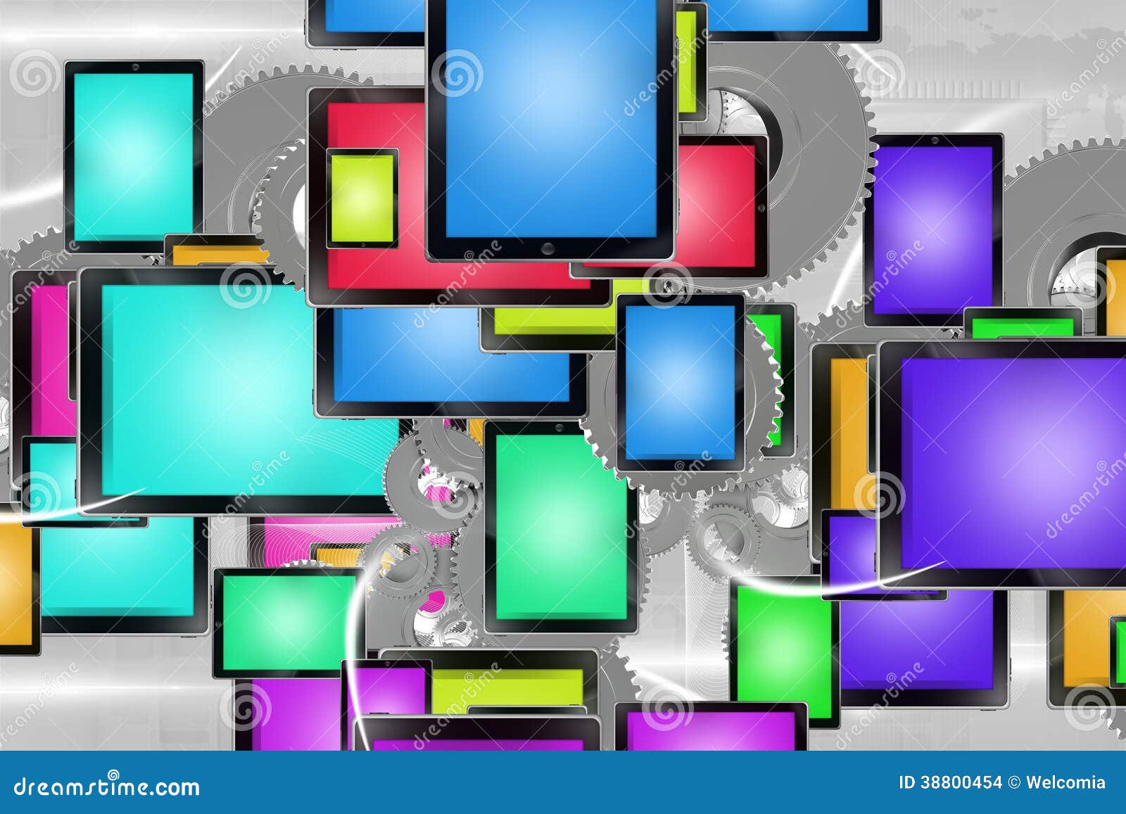 Colorful Tablets Backdrop stock illustration. Illustration of ...