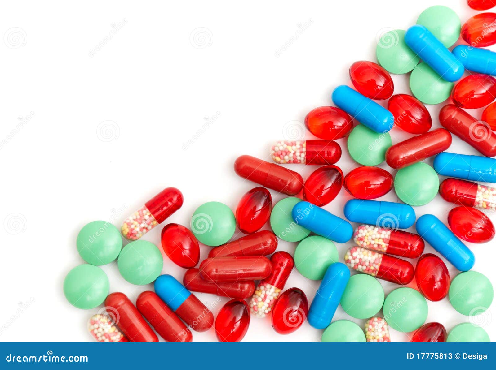 Colorful Tablets with Capsules Stock Image - Image of green, color ...