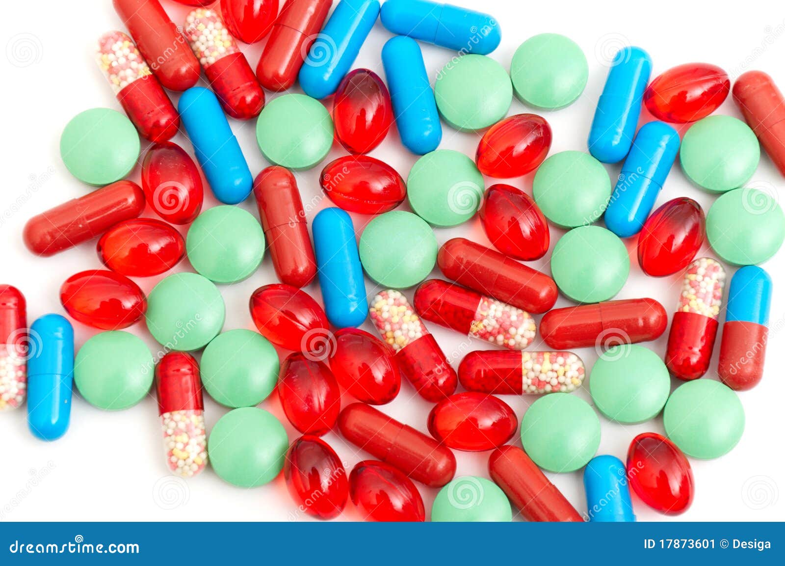 Colorful Tablets with Capsules Stock Image - Image of green, health ...