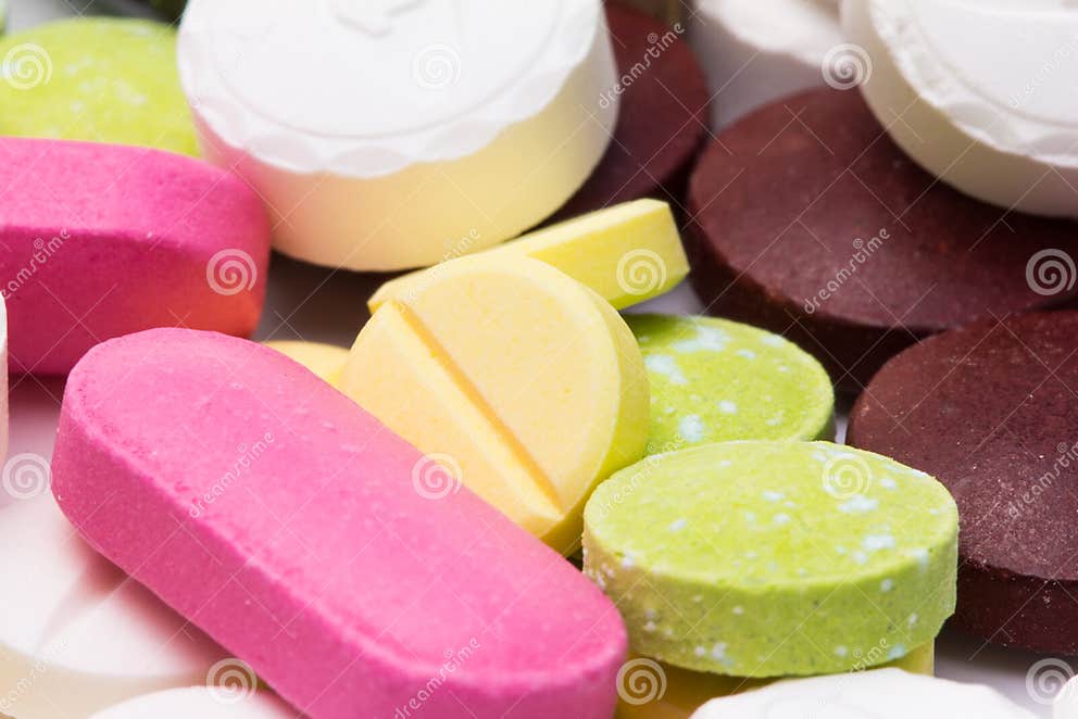 Colorful Tablets with Capsules Stock Image - Image of drug, closeup ...