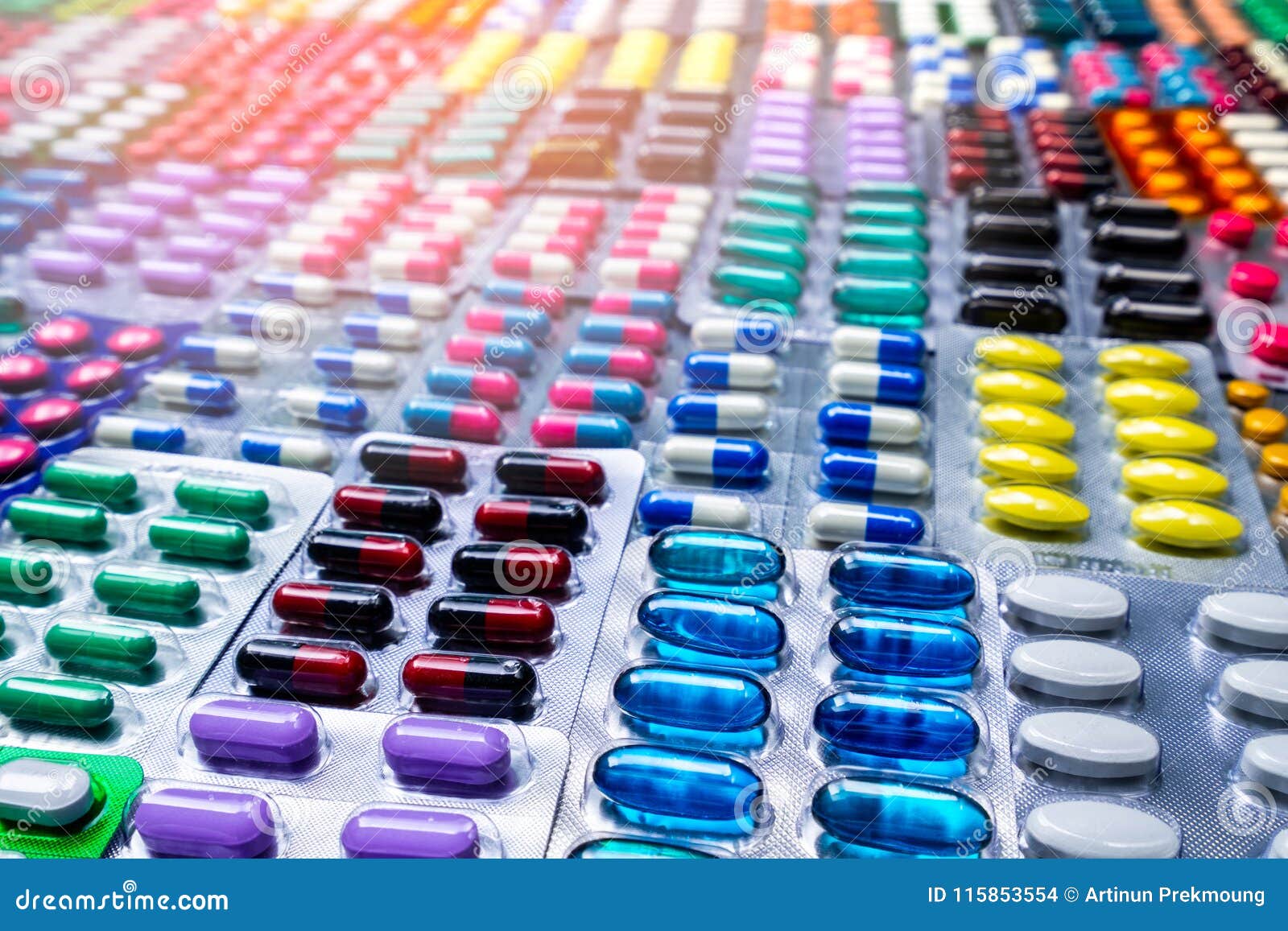 Colorful of Tablets and Capsules Pill in Blister Packaging Arranged ...