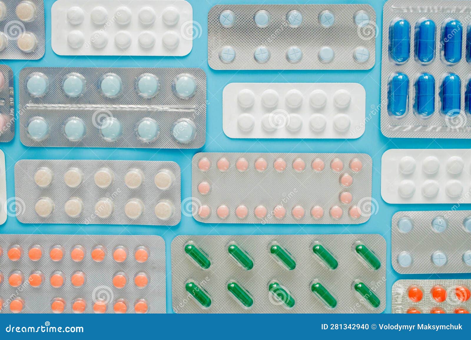 Colorful of Tablets and Capsules Pill in Blister Packaging Arranged ...
