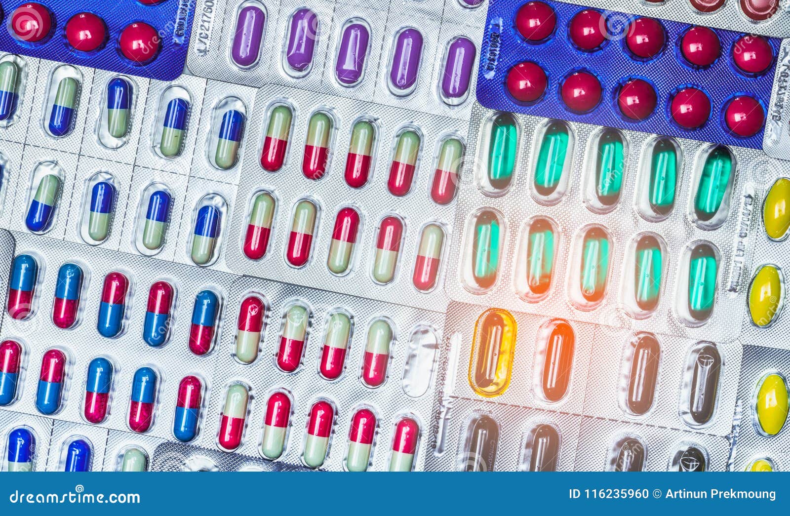 Colorful of Tablets and Capsules Pill in Blister Packaging Arranged ...