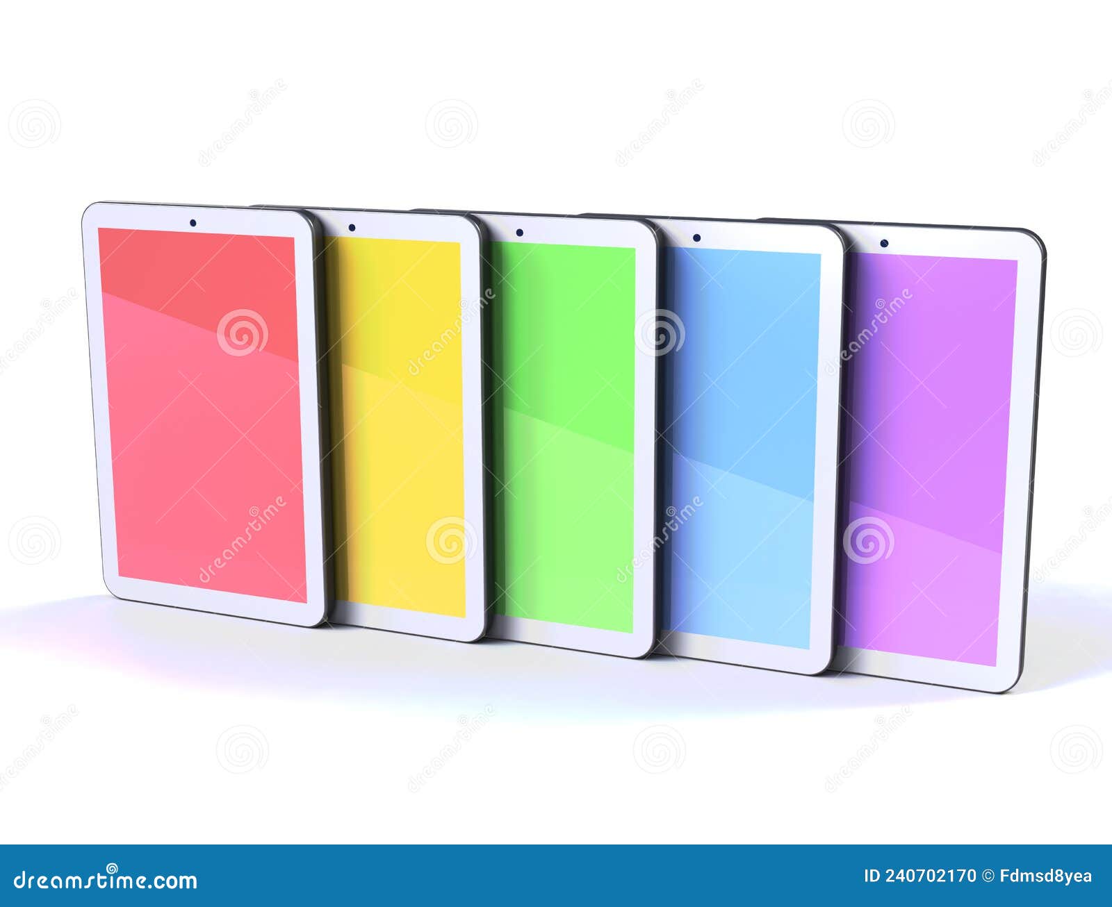 Colorful tablets lined up stock illustration. Illustration of wireless ...