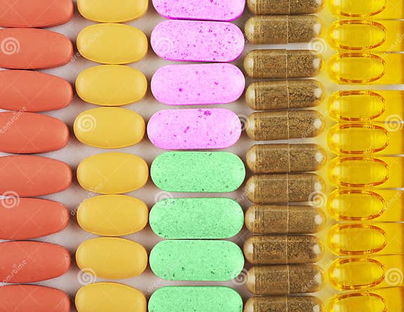Colorful Tablets and Vitamins Stock Image - Image of tablets, lines ...