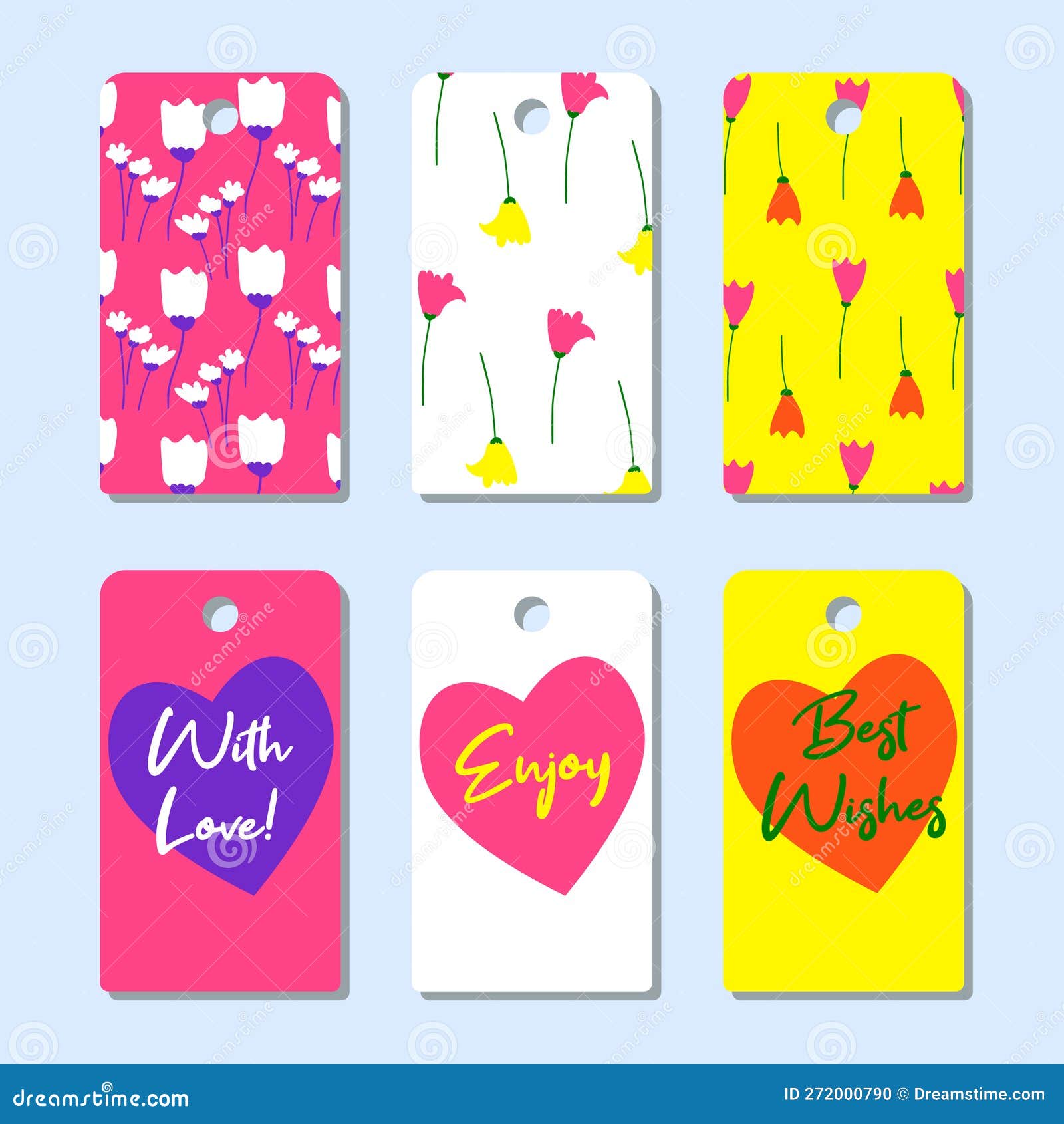 Colorful Tag Set with Spring Flowers for Print. Stock Vector ...