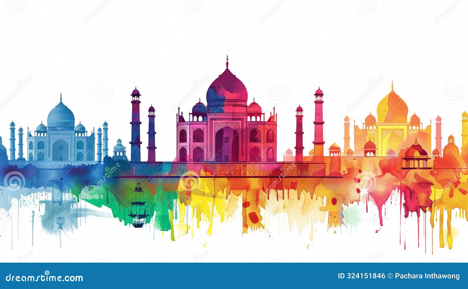 Colorful Taj Mahal Silhouette Stock Illustration - Illustration of ...