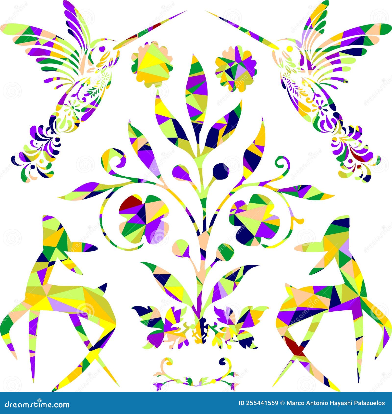 Colorful Talavera Hummingbird Mexican Art Stock Vector - Illustration ...