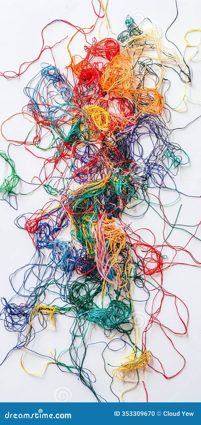Colorful Tangled Threads on White Background Stock Illustration ...