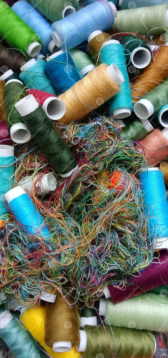Colorful Tangles of Sewing Thread Stock Image - Image of clothes, dress ...