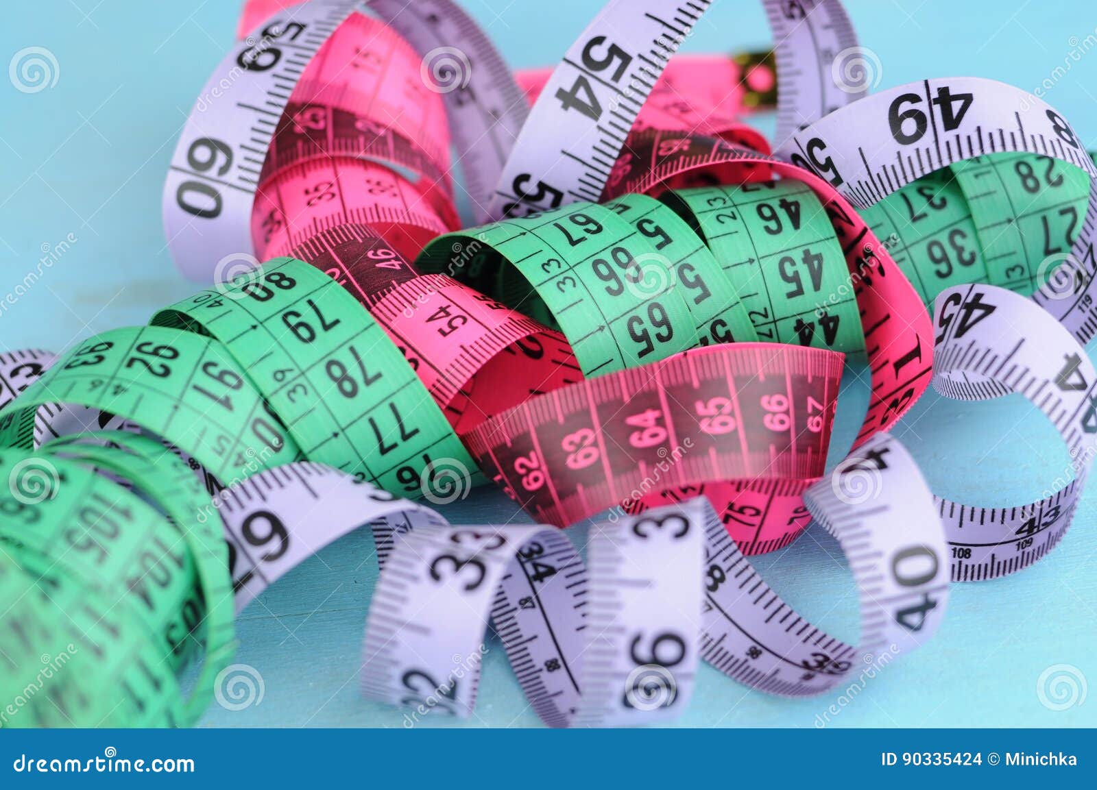 Colorful Tapemeasure on Blue Background Stock Photo - Image of ...