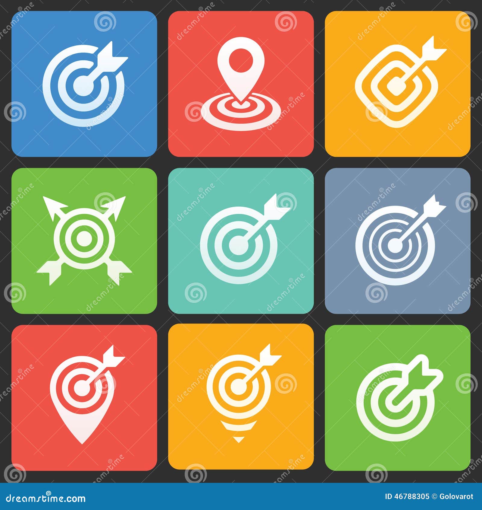 Colorful Target Icons for Web and Mobile. Vector Stock Vector ...