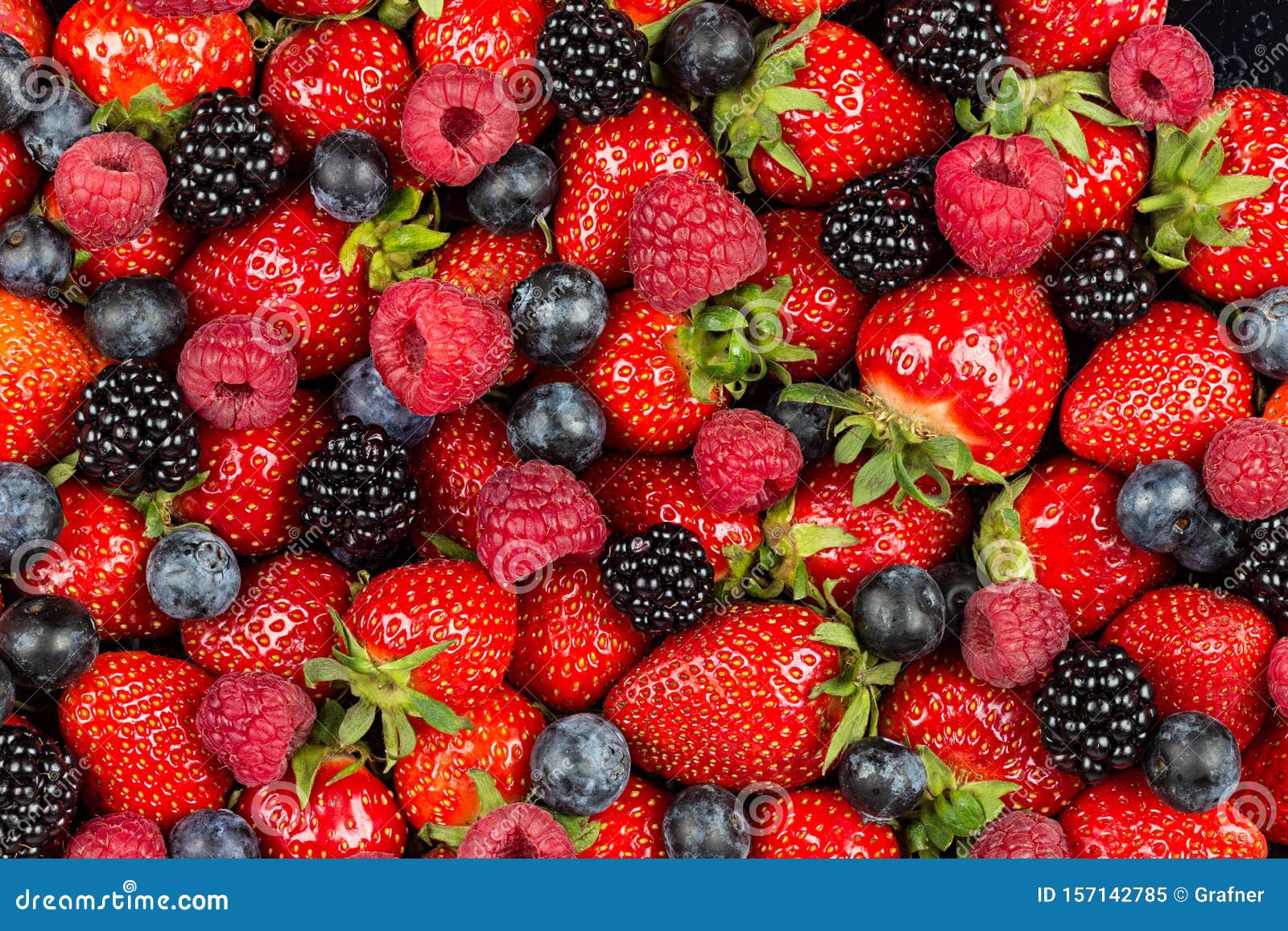 Colorful Tasty Mix Of Wild Forest Berry Fruits Strawberry Blueberry