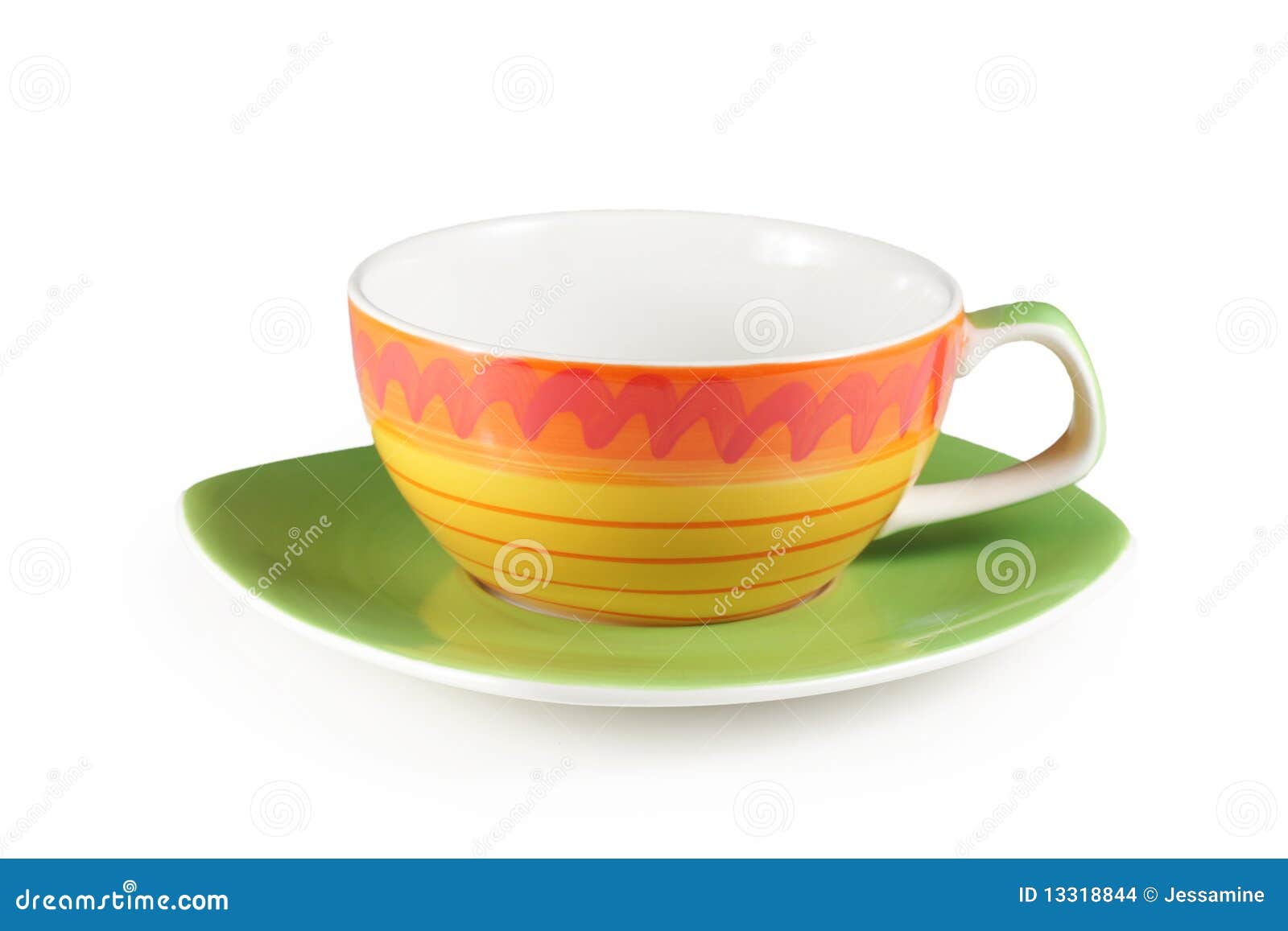Colorful tea cup stock photo. Image of hand, green, orange - 13318844