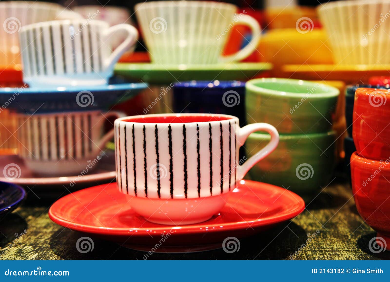 Colorful tea cups stock photo. Image of home, decorated - 2143182