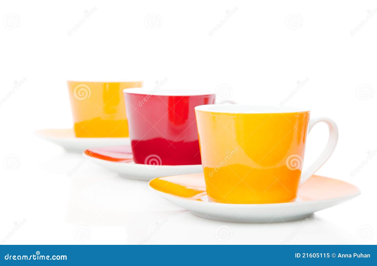 Colorful tea cups stock image. Image of reflection, orange - 21605115