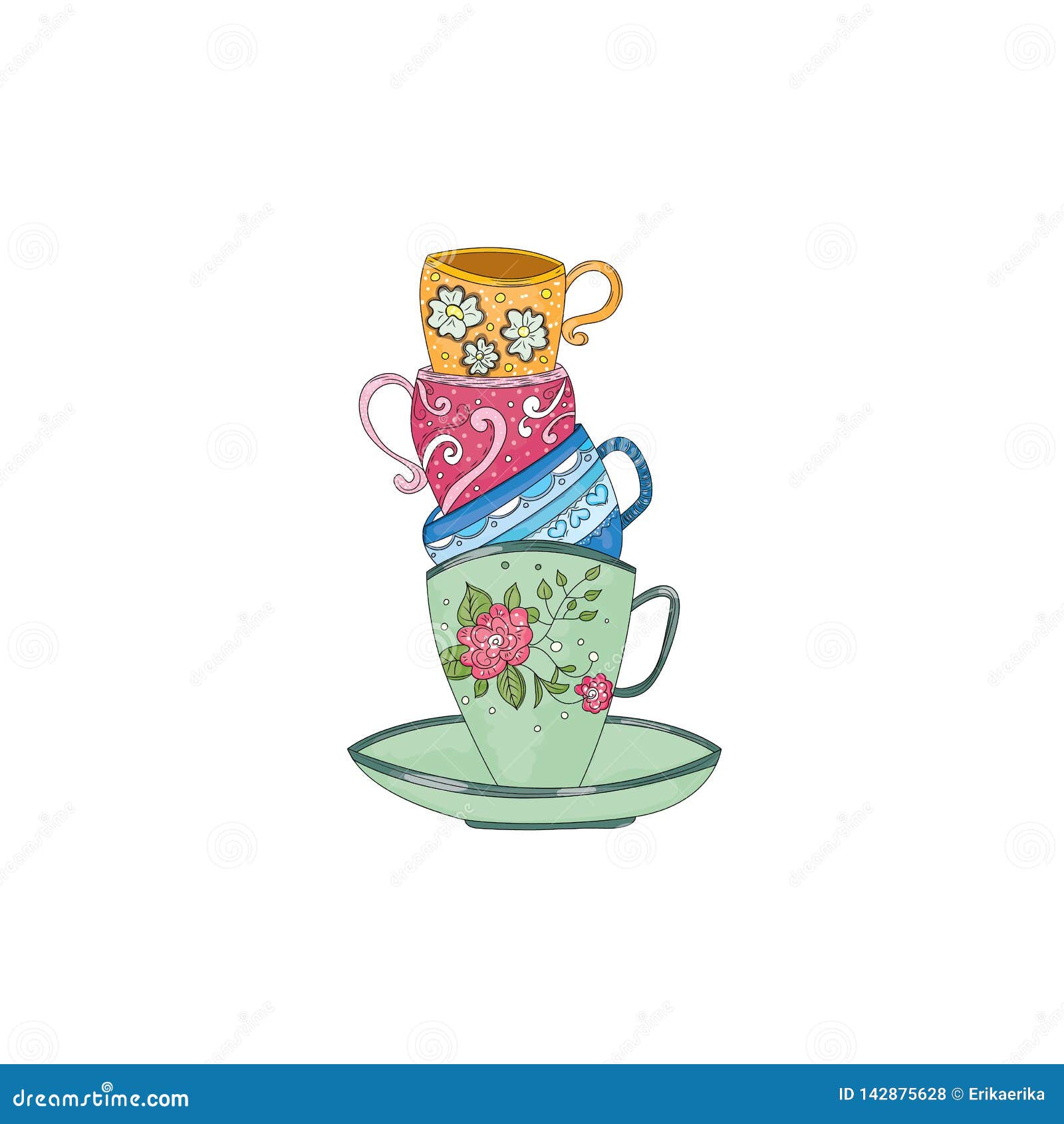 Stacked Teacups Cartoon Vector | CartoonDealer.com #38258909