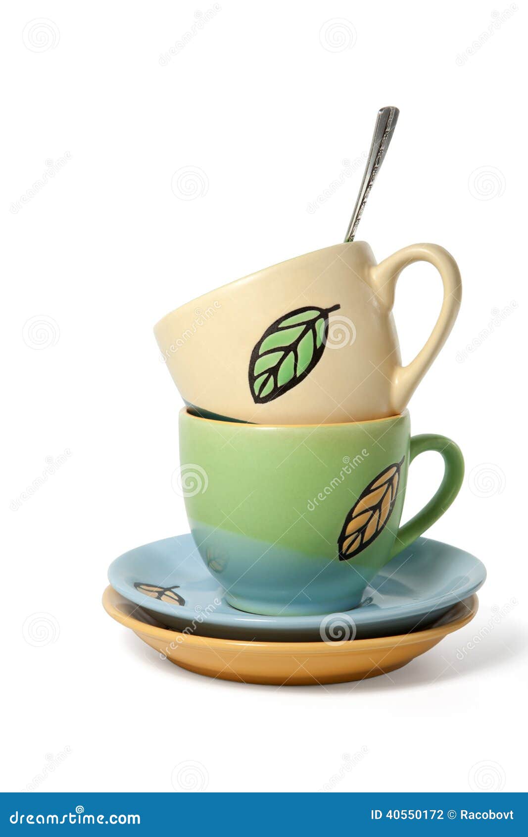 Colorful tea cups stock photo. Image of color, saucer - 40550172