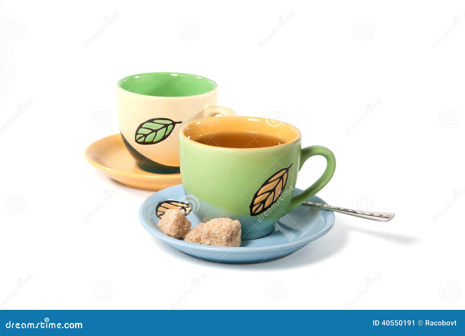 Colorful tea cups stock image. Image of single, saucer - 40550191