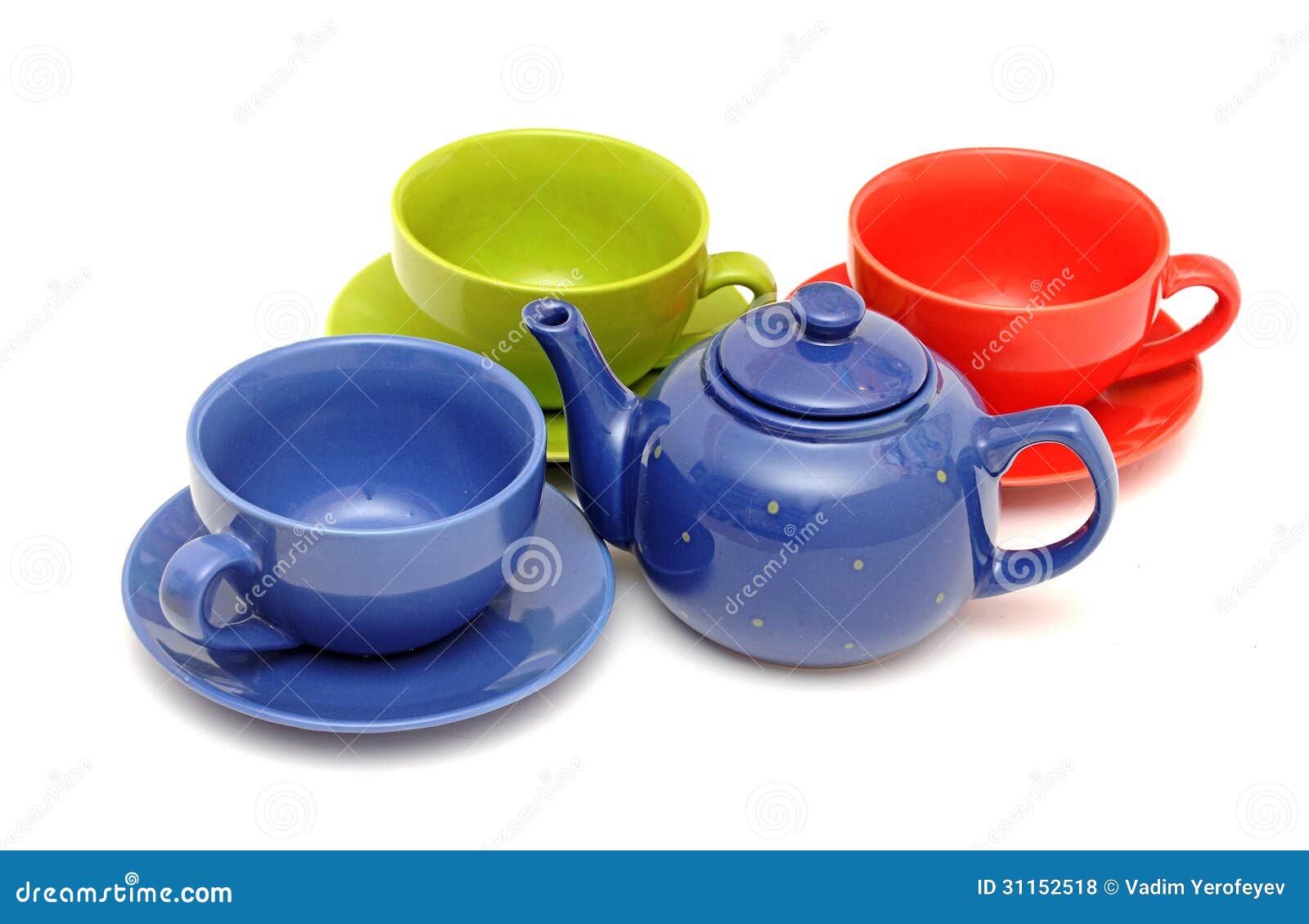 Colorful tea cups stock photo. Image of objects, relaxation - 31152518