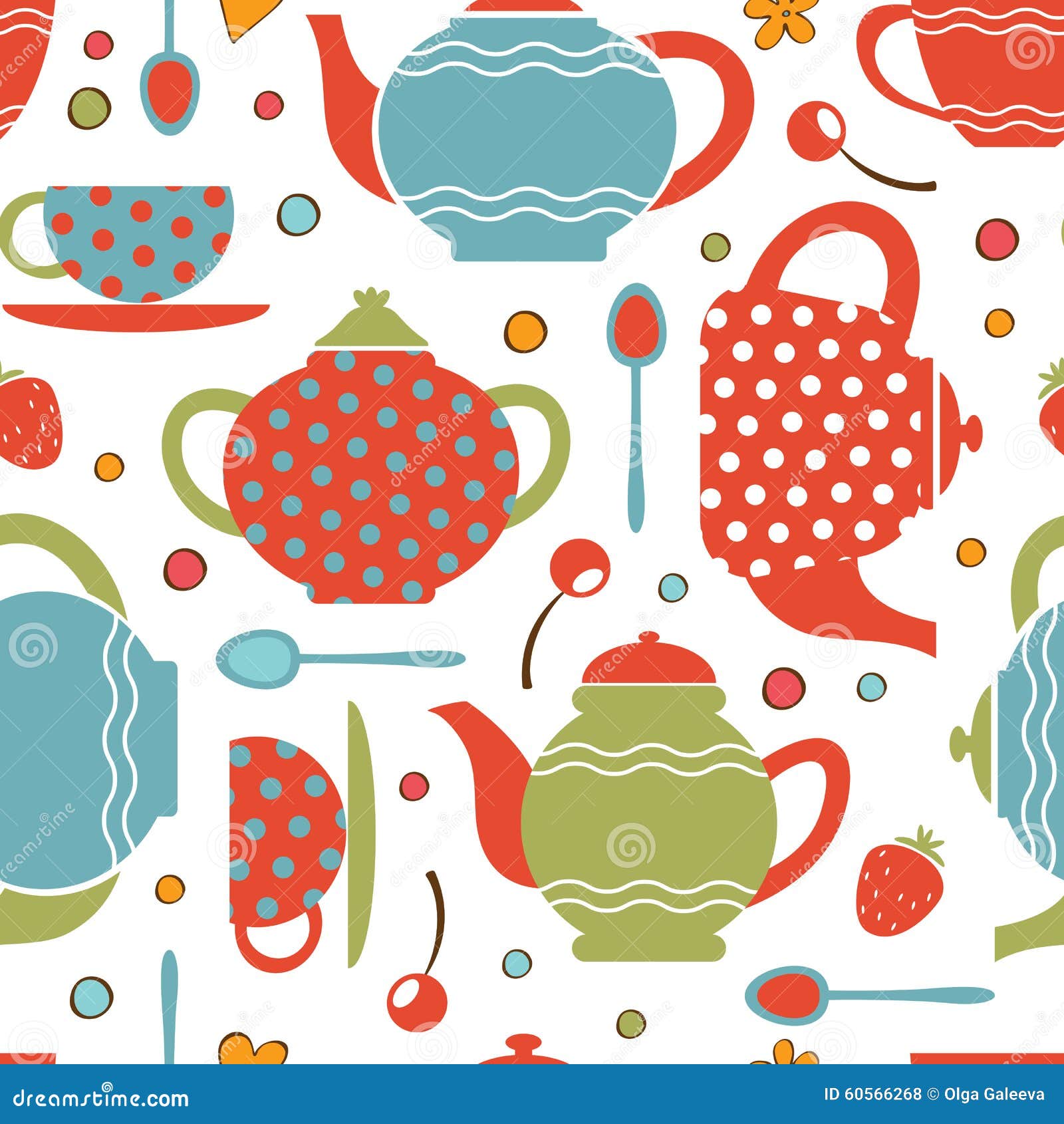 Colorful Tea Party Seamless Pattern Stock Vector - Illustration of ...