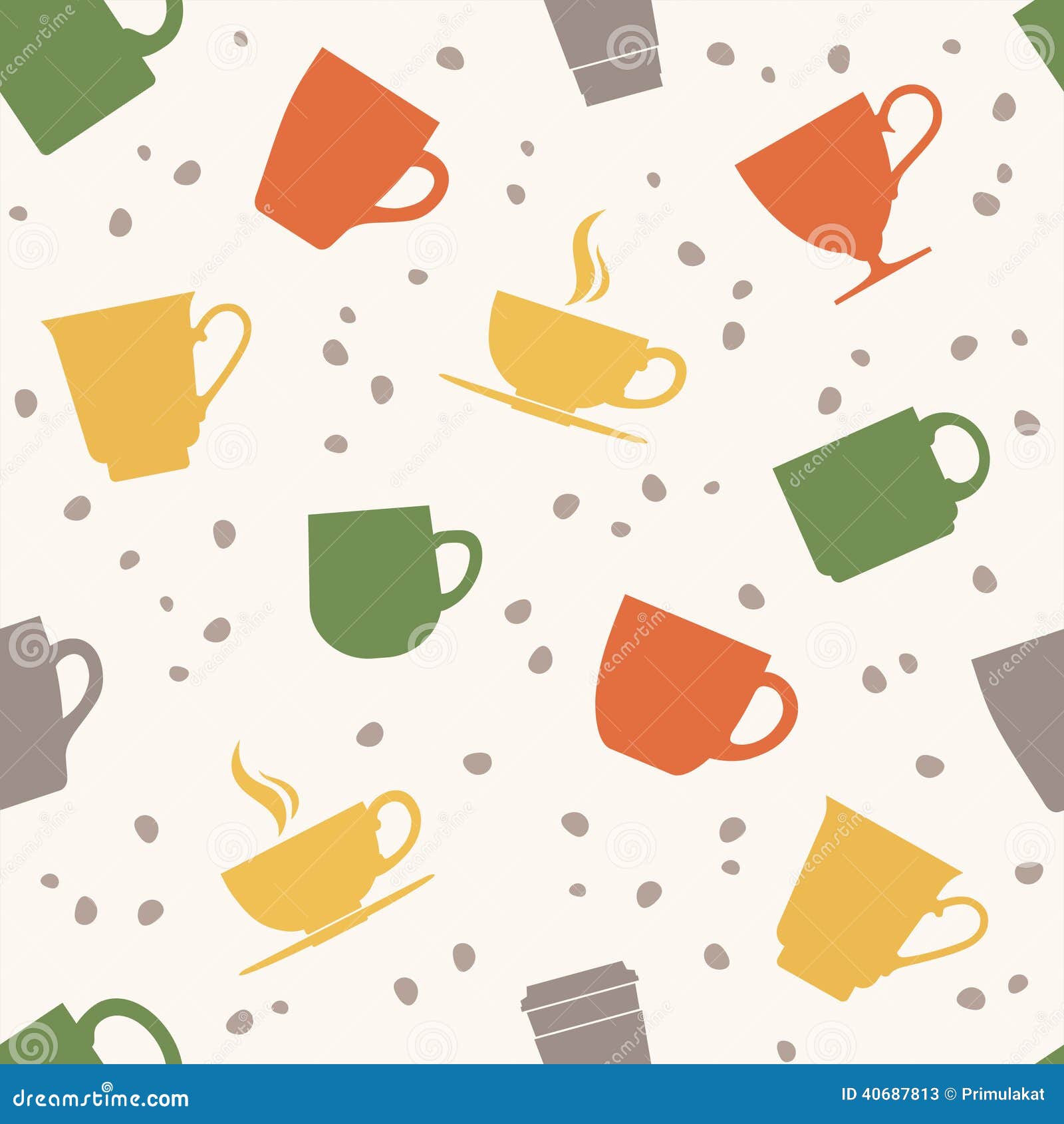 Colorful Teacups Seamless Pattern Stock Vector - Illustration of grey ...