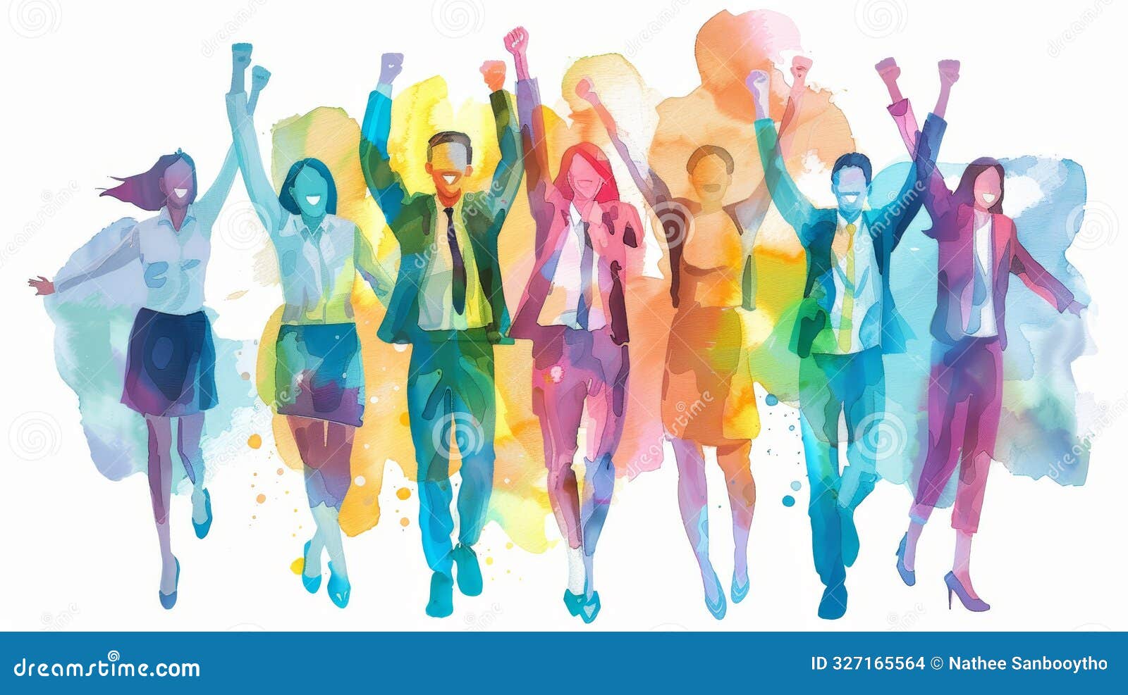 Colorful Team Celebrating Success Together Stock Illustration ...