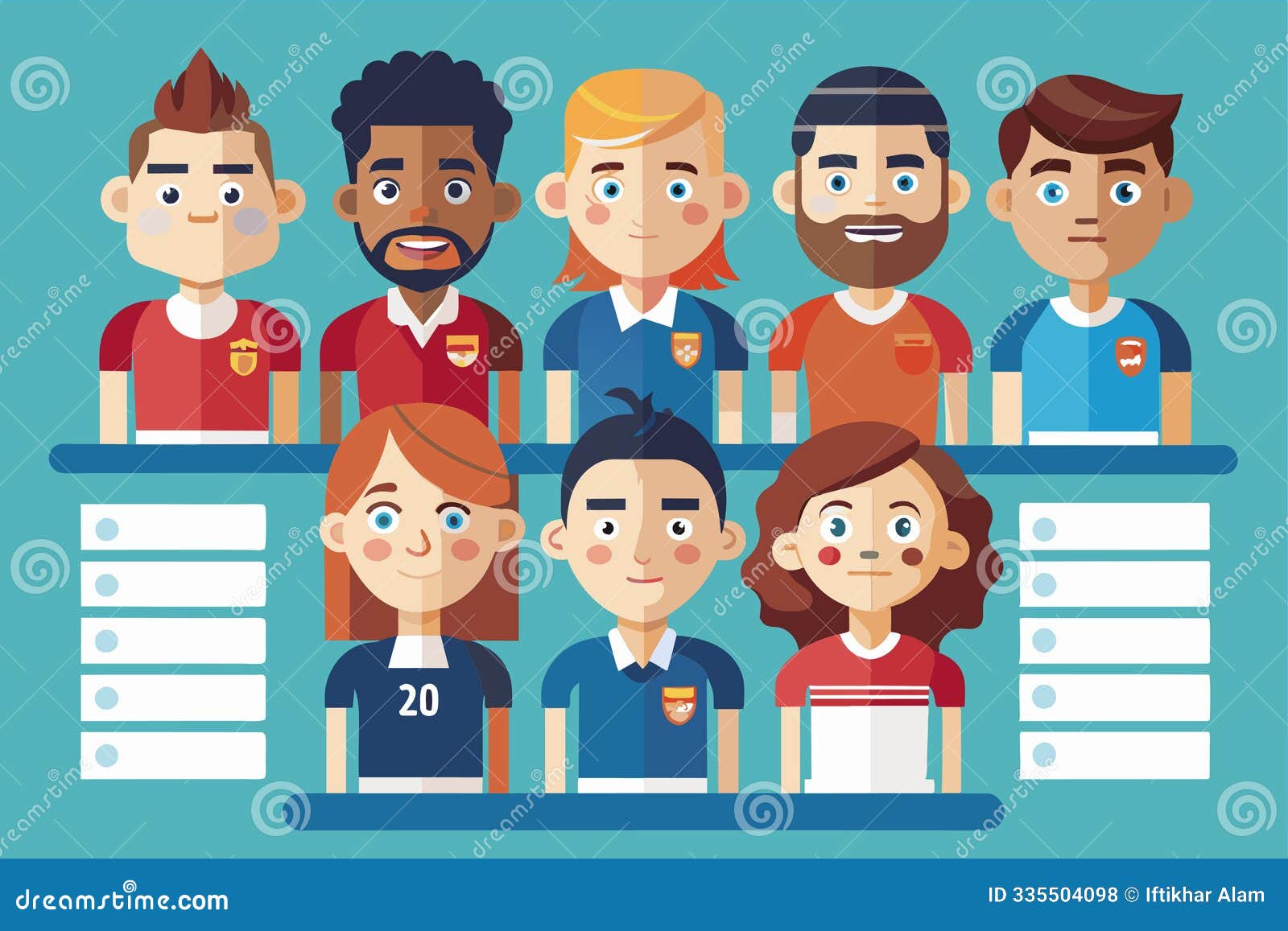 A Colorful Team Lineup Shows Various Cartoon Characters in Sports ... A Colorful Team Lineup Shows Various Cartoon Characters in Sports ...